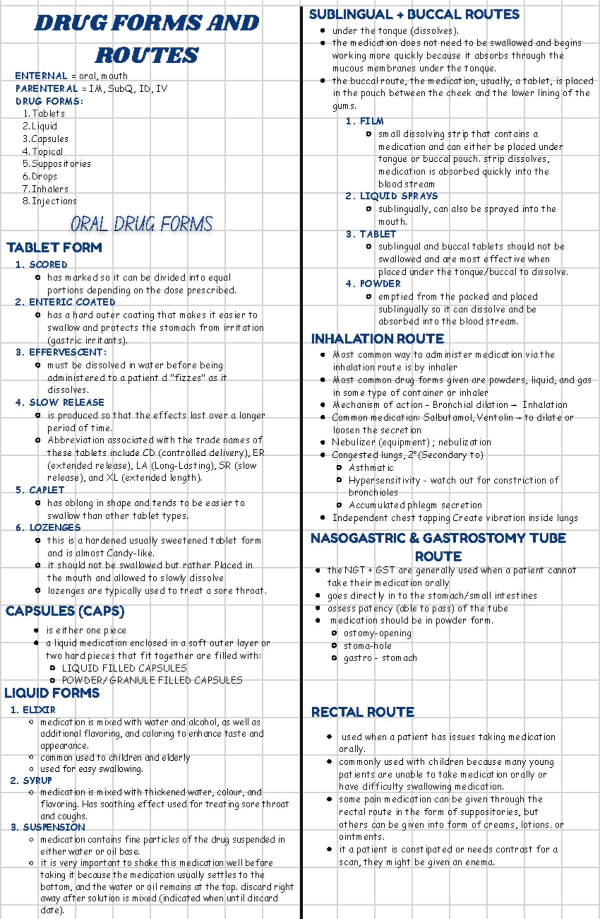 Pharma Transes: Drug Forms & Routes - Oral, Parenteral, Topical - Studocu