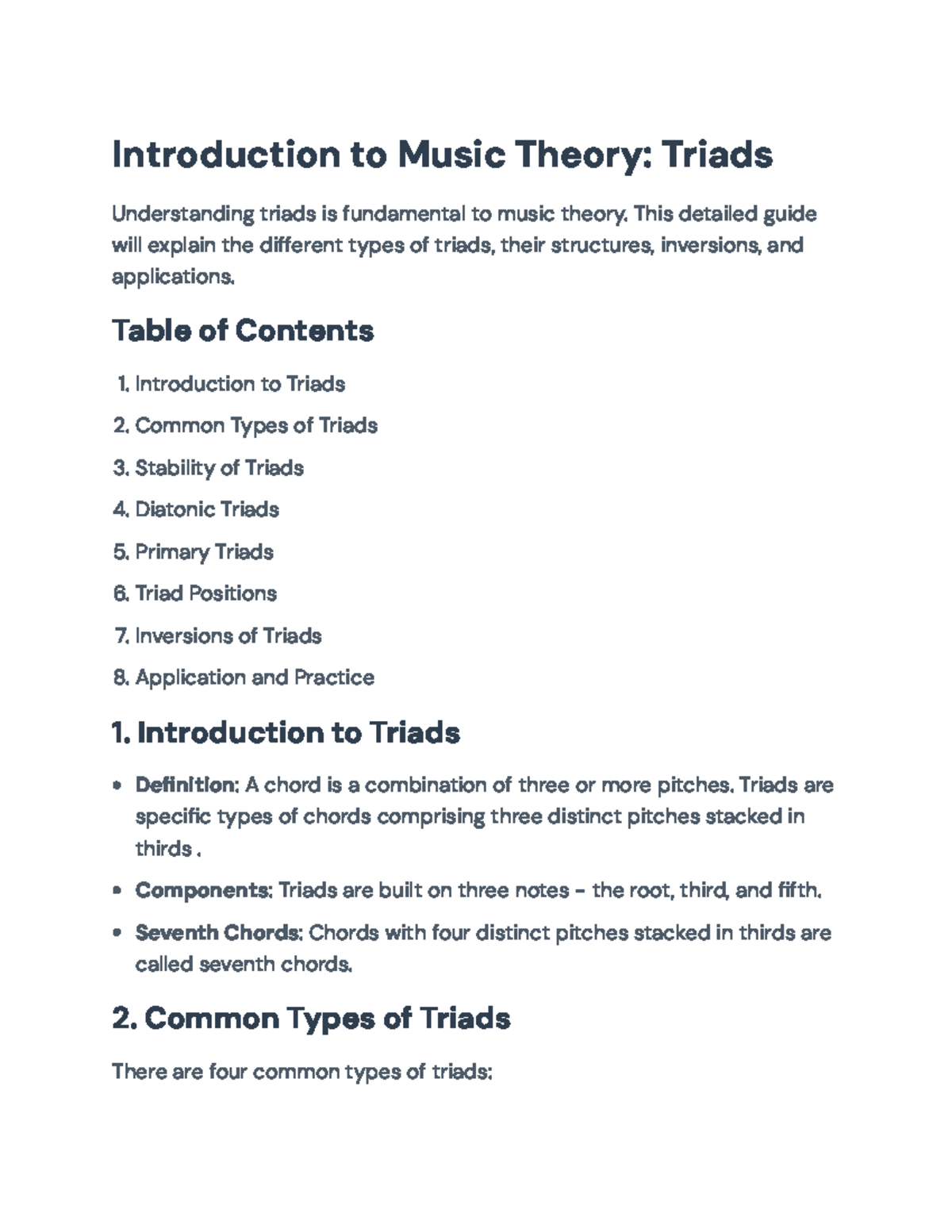 Understanding Triads in Music Theory: Types, Stability & Inv. - Studocu