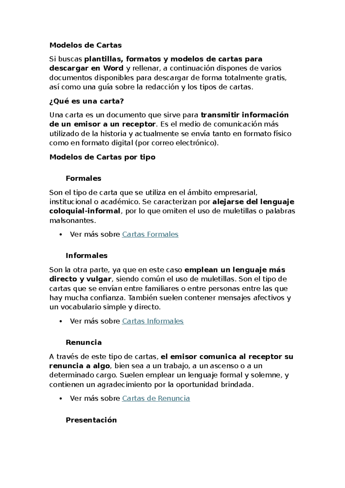 Modelos de Cartas: Plantillas y Guía de Redacción - Studocu