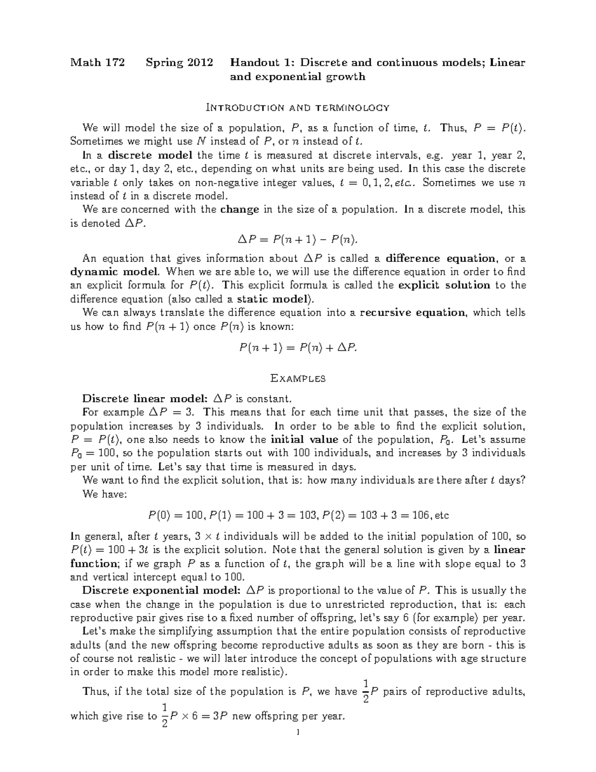 Mathematical Modelling and Methods Difference equations resource - Math ...