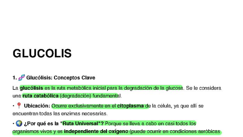 GLUCOLIS 1: Conceptos Clave y Reacciones de la Glucólisis - Studocu