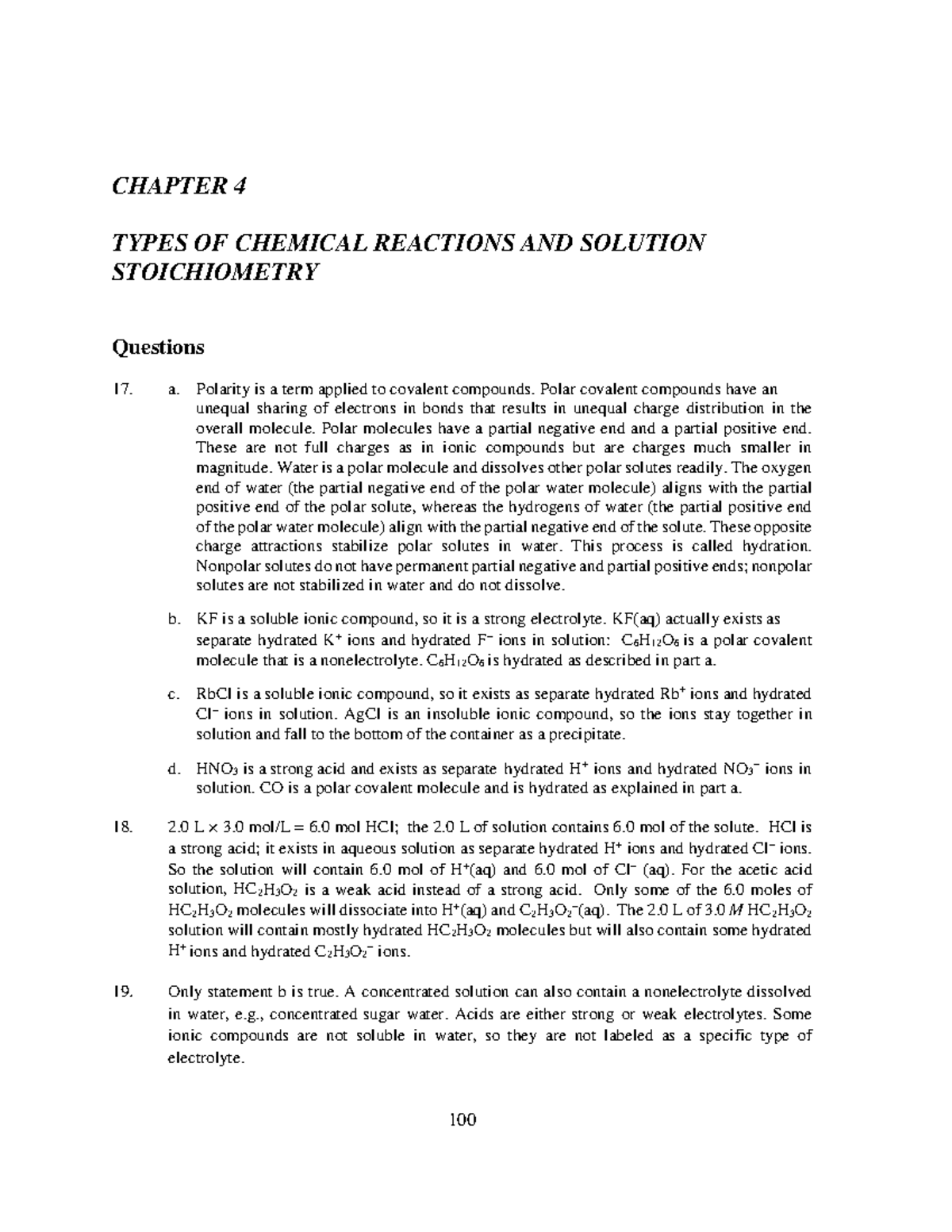 Ch04-10e - Solution - 100 CHAPTER 4 TYPES OF CHEMICAL REACTIONS AND ...