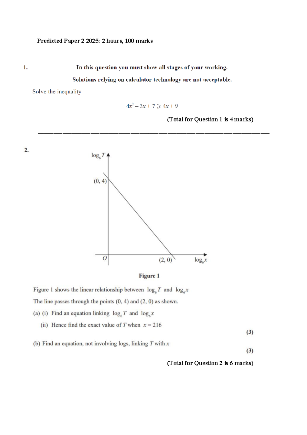 Predicted Paper 2 2025: Comprehensive Exam Review and Solutions - Studocu