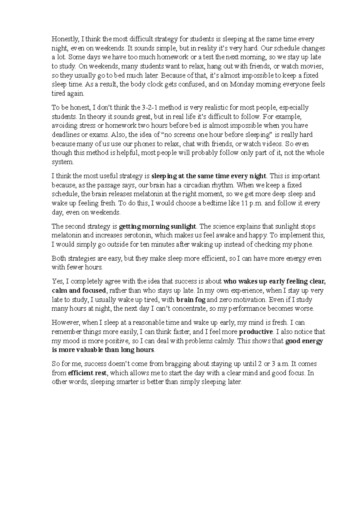 Effective Sleep Strategies for Students: A Realistic Approach - Studocu