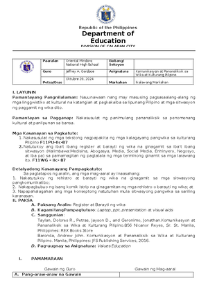 SHS - Physical Science LP - DETAILED LESSON PLAN IN PHYSICAL SCIENCE 12 ...