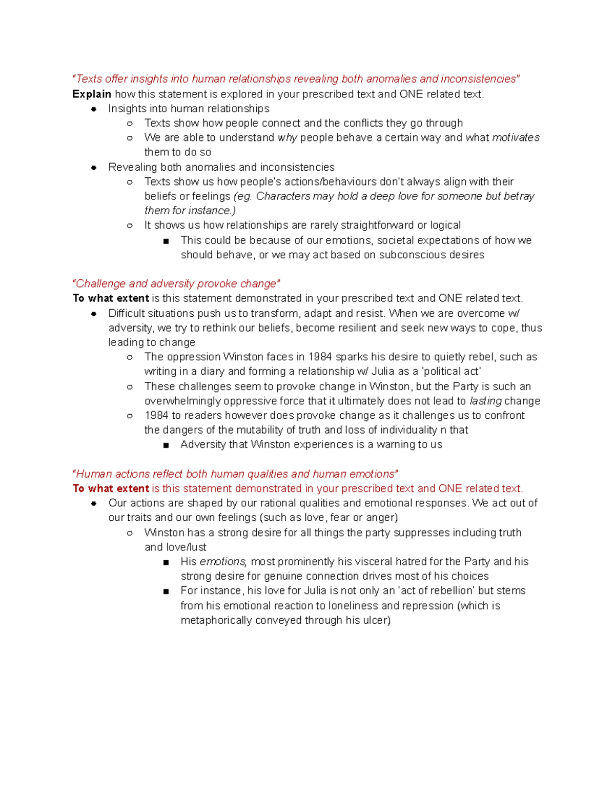 Common Module Exam Essay: Analyzing Human Relationships in 1984 - Studocu