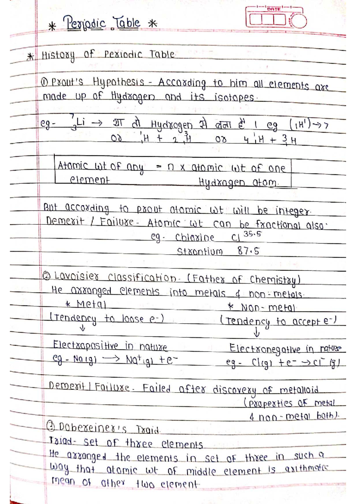 Periodic Table History and Concepts - Class 11 Notes - Studocu