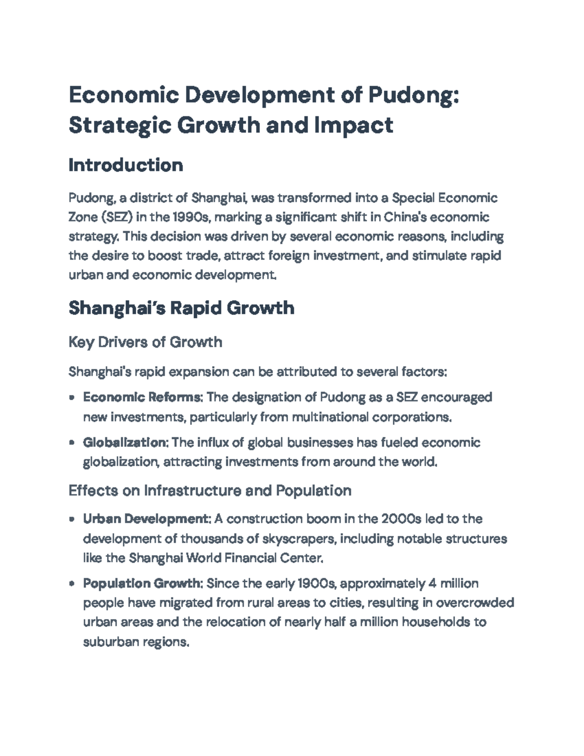 Economic Development in Pudong: Growth, Strategies, and Impact Analysis ...