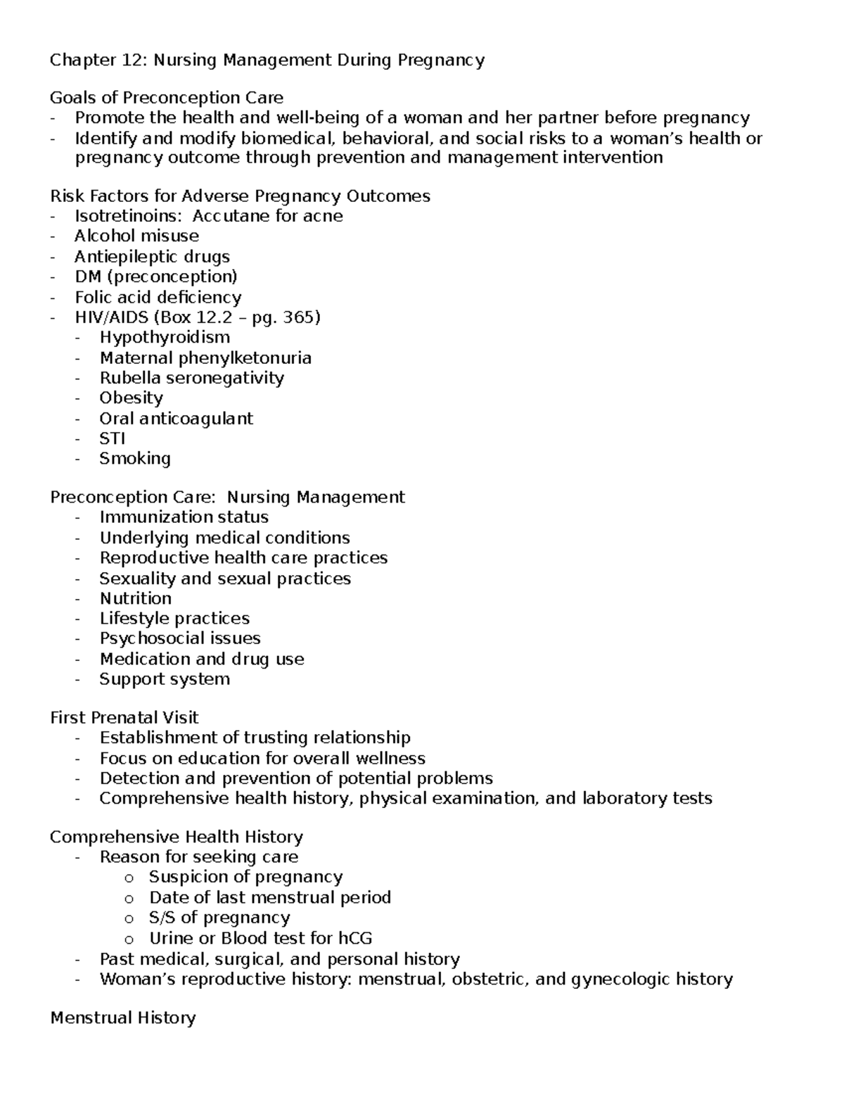 CH12 - Maternity Notes: Nursing Management During Pregnancy - Studocu