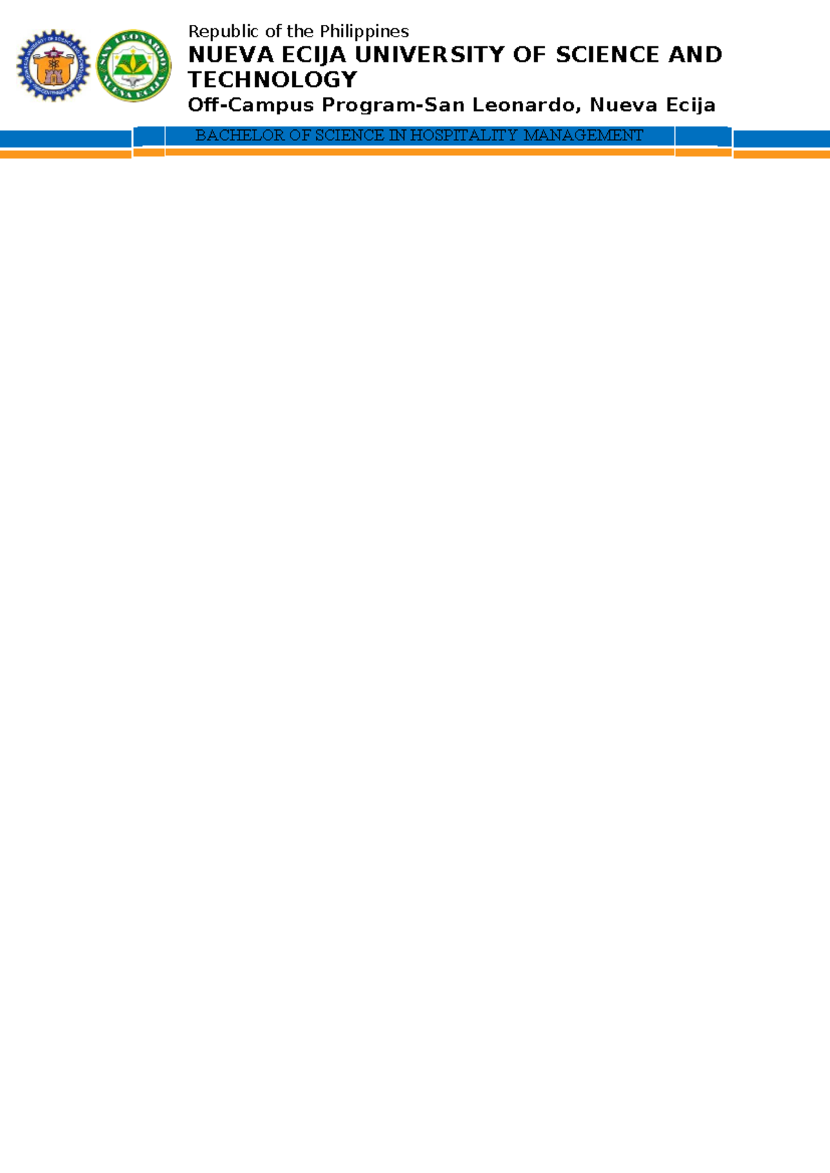 Neust-SLOC- Header-FOR- Feasibility - Hospitality and Tourism ...