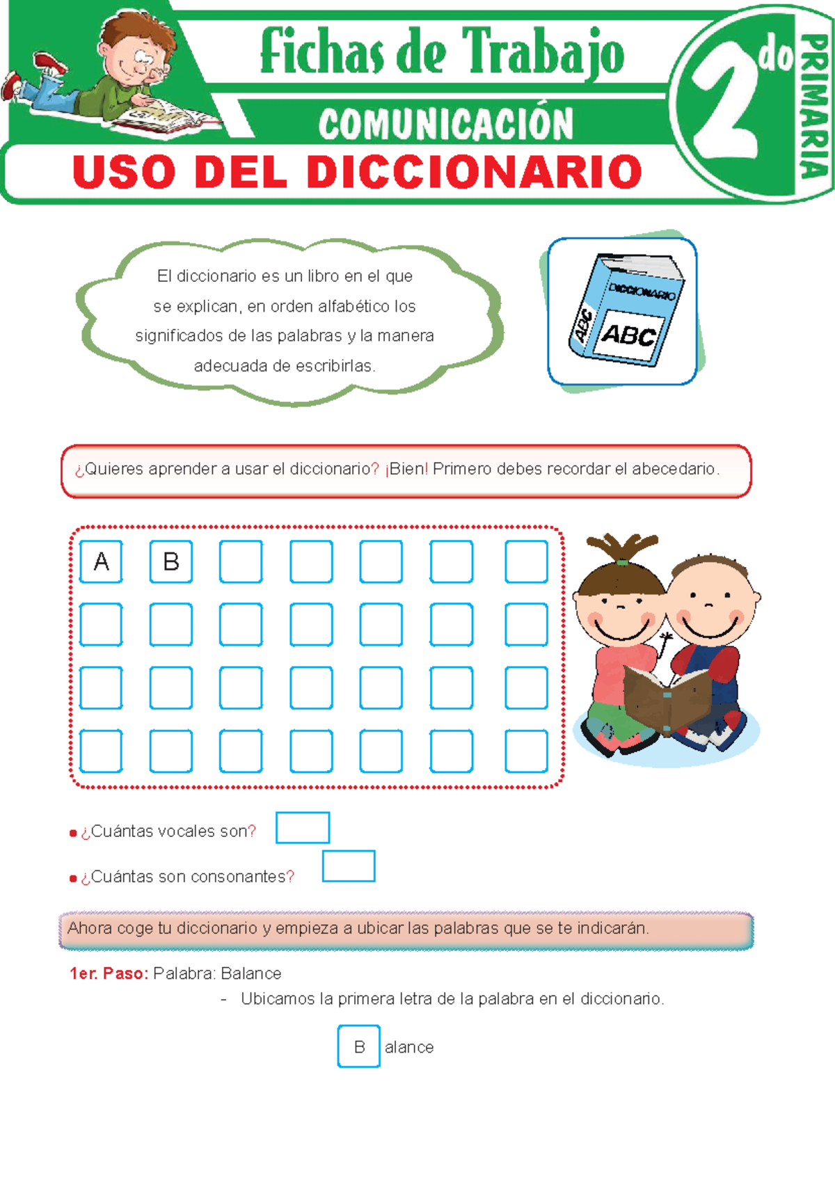Uso del Diccionario para 2do Grado de Primaria: Actividades y Lecturas ...
