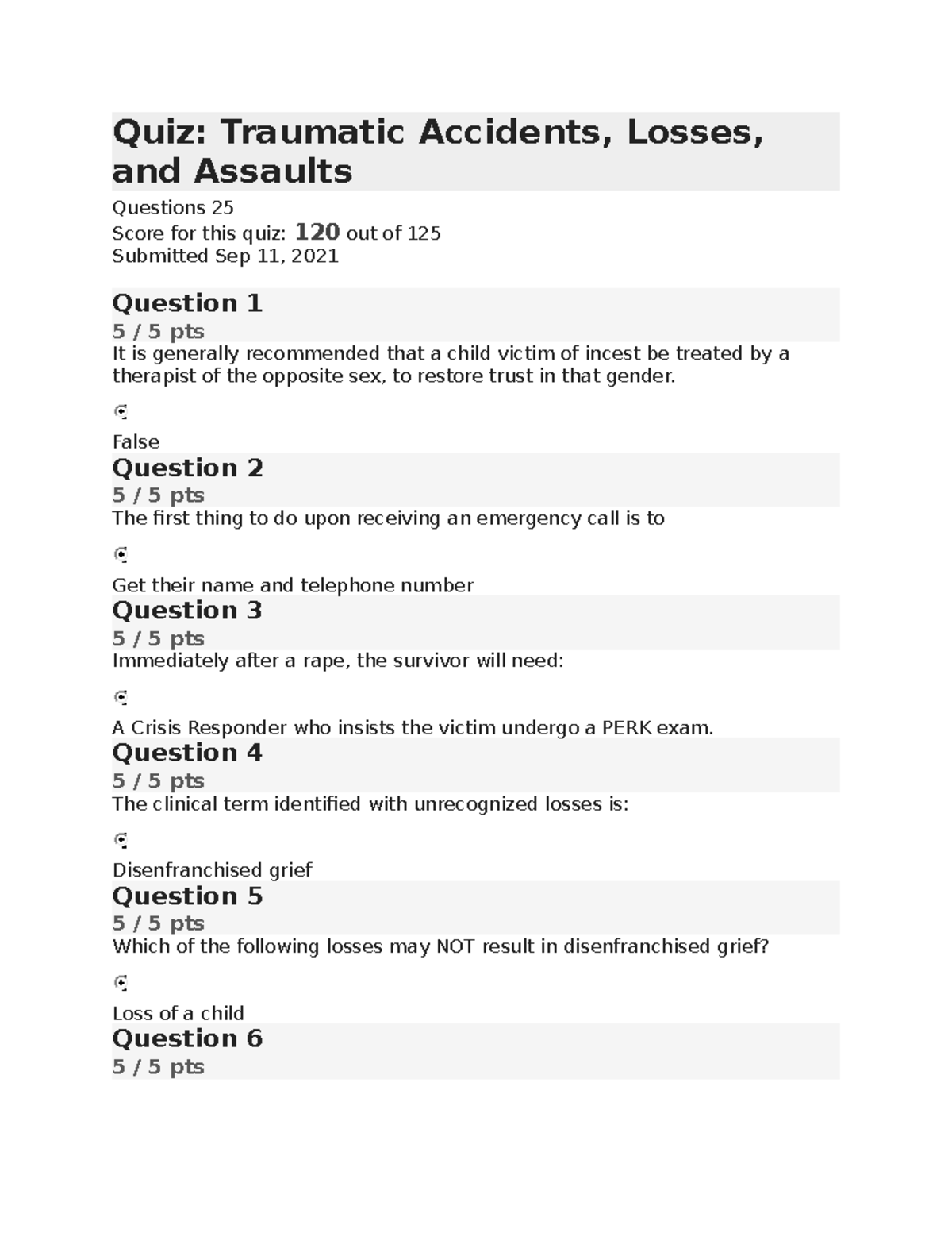Quiz: Traumatic Accidents, Losses, and Assaults Analysis & Insights ...