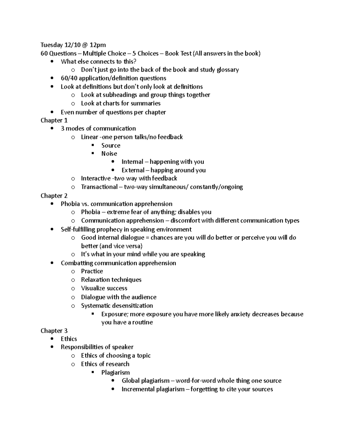 Public Speaking (COMM 101) Final Exam Study Guide - Studocu