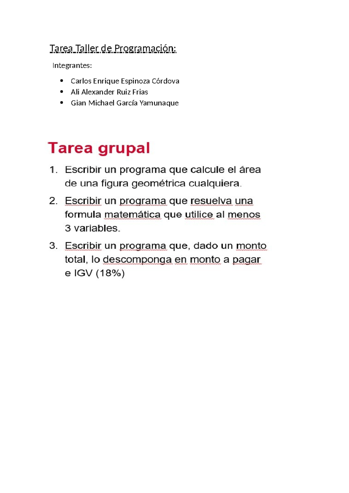 Tarea Taller de Programación - Tarea Taller de Programación ...