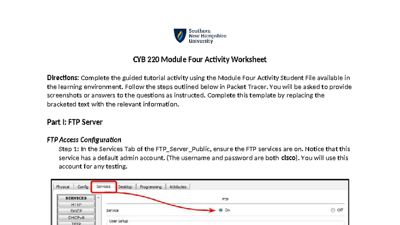 CYB 220 Module 4 Activity: FTP & Firewall Configuration Guide - Studocu