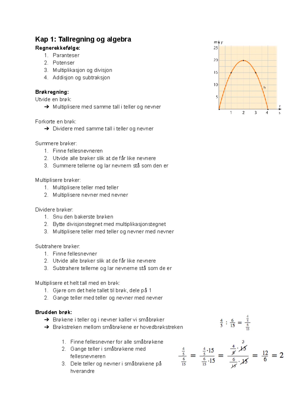 1T Regler Høst - Matematikk Kap. 1-4 Notater om Tallregning og Algebra ...