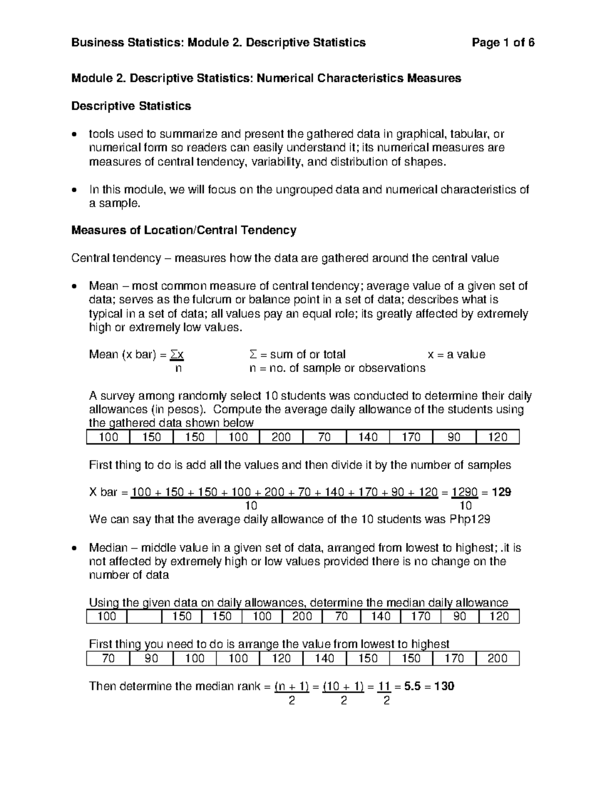 Statistics Module 2 - Module 2. Descriptive Statistics: Numerical ...