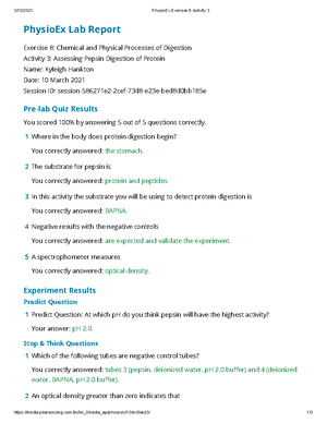 PhysioEx Exercise 6 Activity 1 Lab Report - Studocu