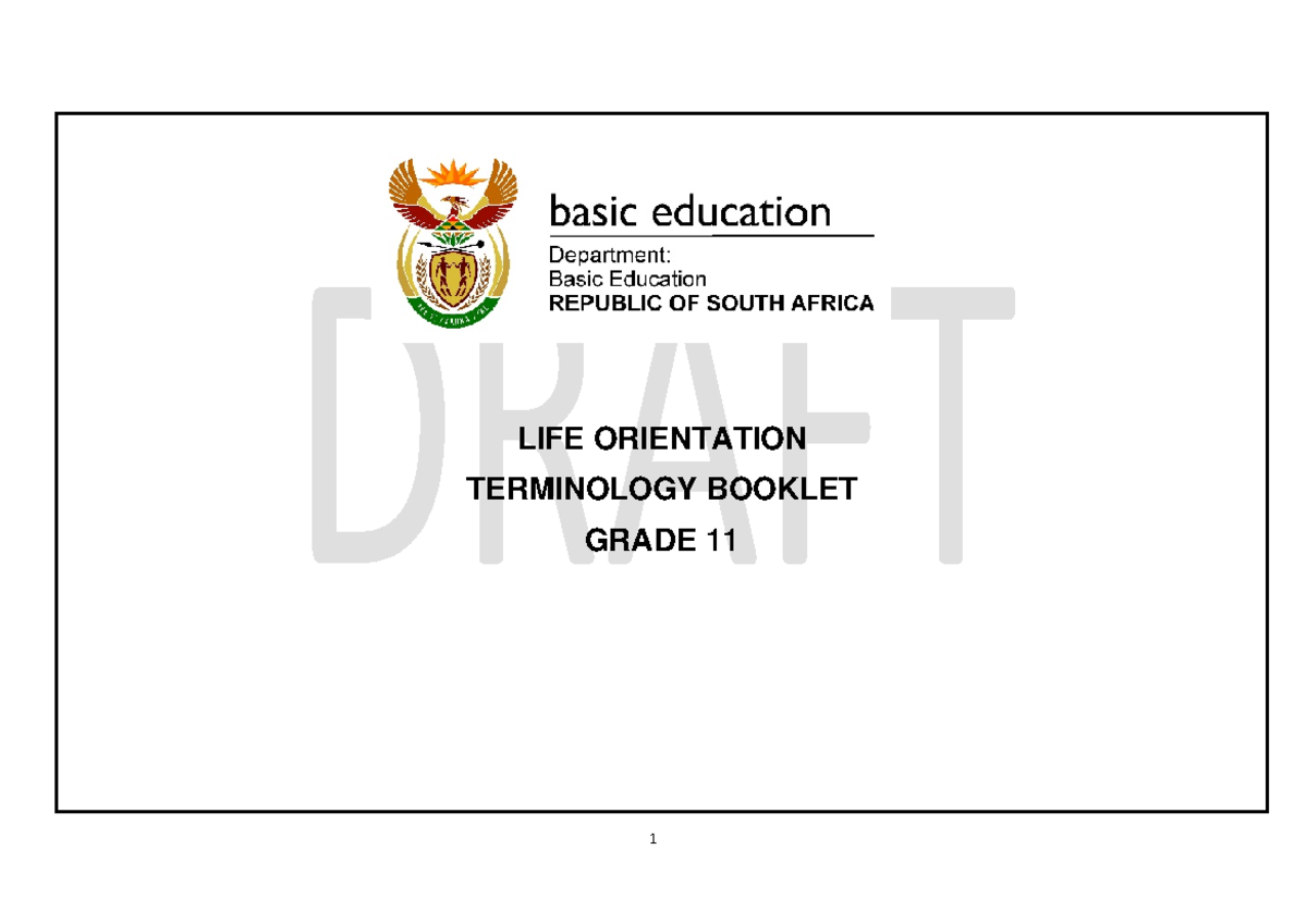 Grade 11 - Life Orientation Terminology Glossary - Studocu
