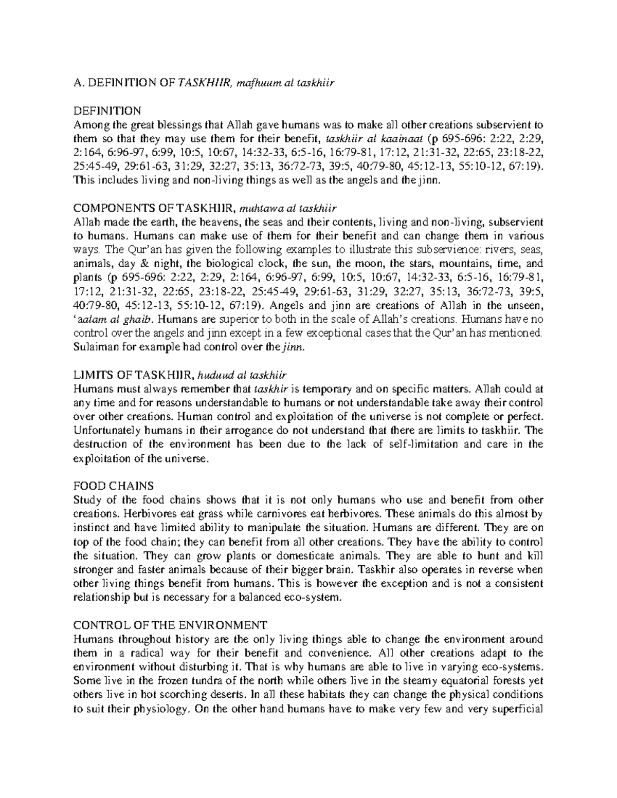 Taskhir: Understanding the Islamic Worldview on Human Dominance and ...