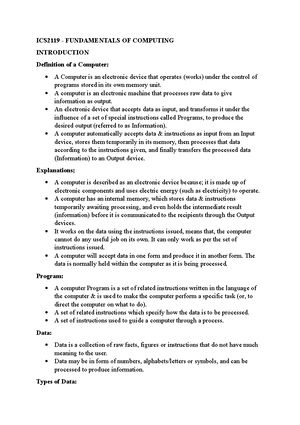 Computer Packages Notes - COMPUTER PACKAGES NOTES INTRONDUCTION TO ...