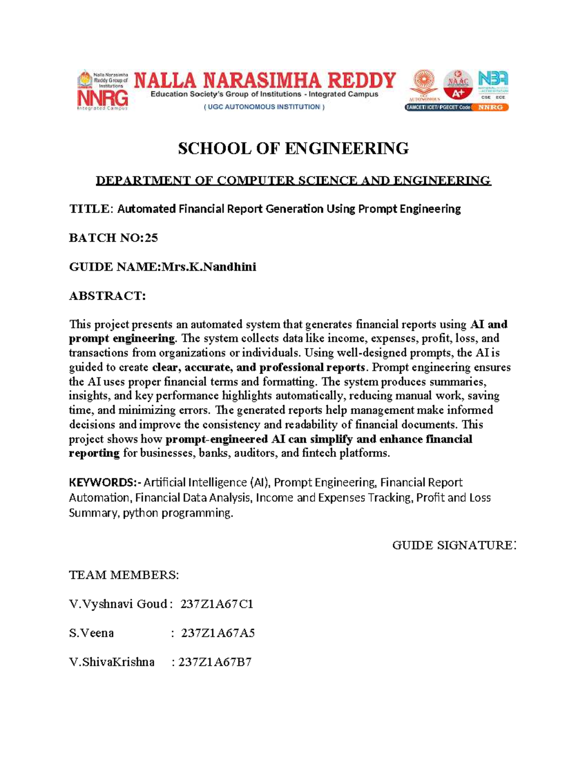 Automated Financial Report Generation Using AI & Prompt Eng. - Studocu