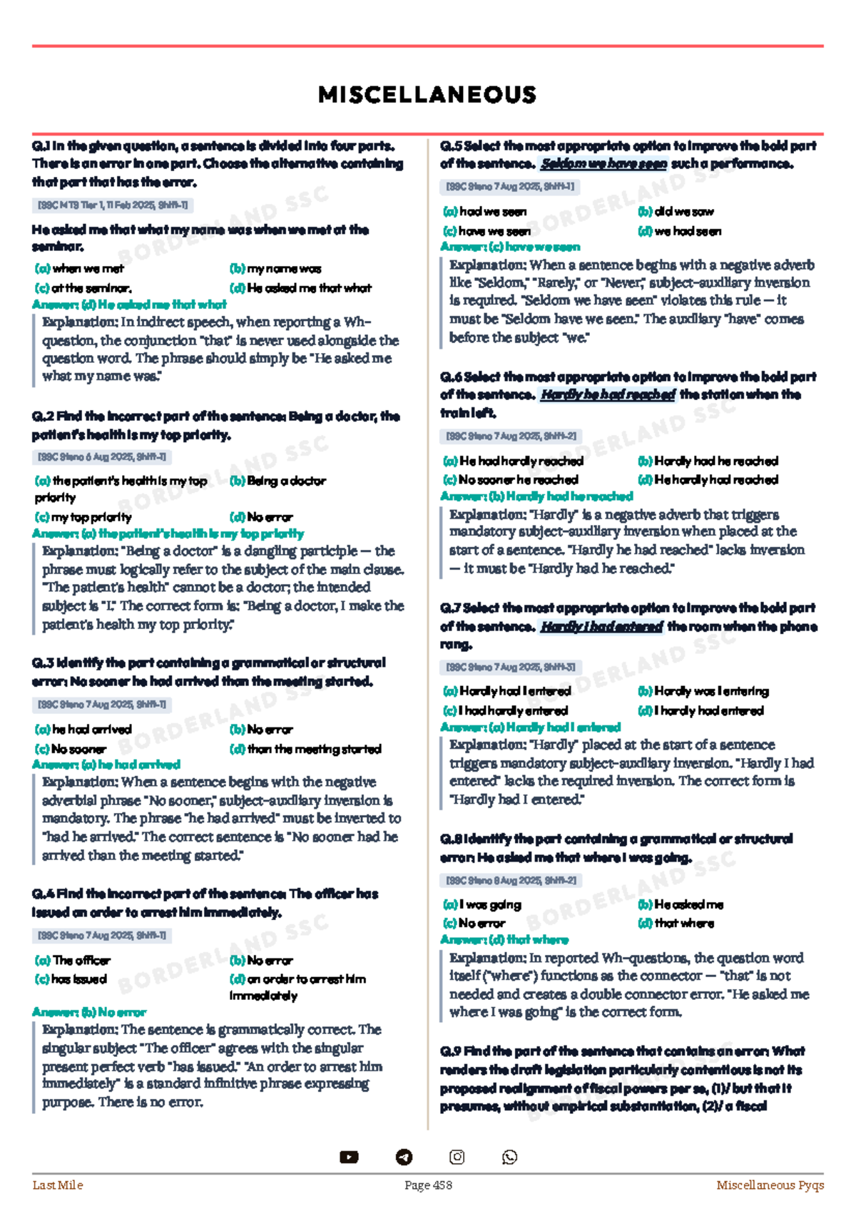 Improvement Notes for SSC Steno Tier 1, 2025 - Studocu