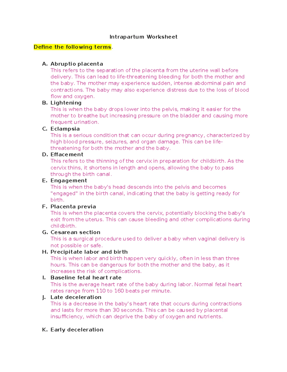 Unit 4 - Intrapartum & Postpartum Practice Questions for Nursing ...
