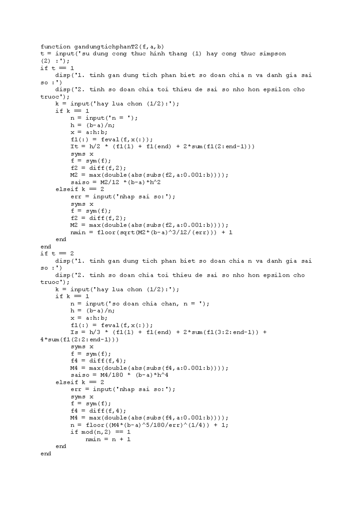 Gandungtichphan T2: Code for MATLAB and PPT Integration - Studocu