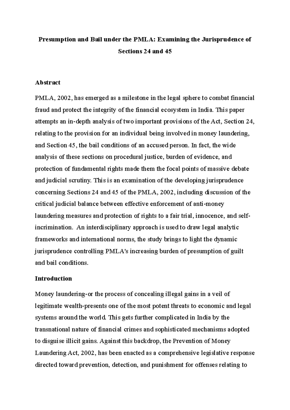 PMLA 2002: Jurisprudence of Sections 24 & 45 on Bail and Presumption ...