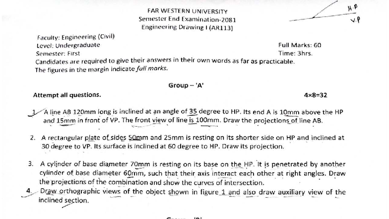 FAR WESTERN UNIVERSITY Semester End Exam (AR113, CE116, SH115, SH117 ...