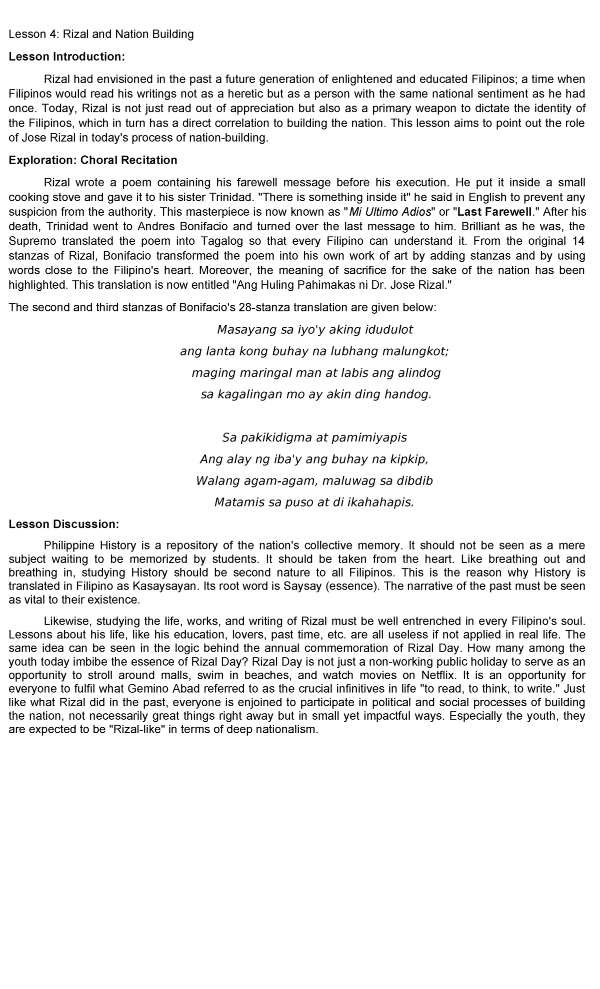 Lesson 4: Rizal and Nation Building - A Deep Dive into History - Studocu