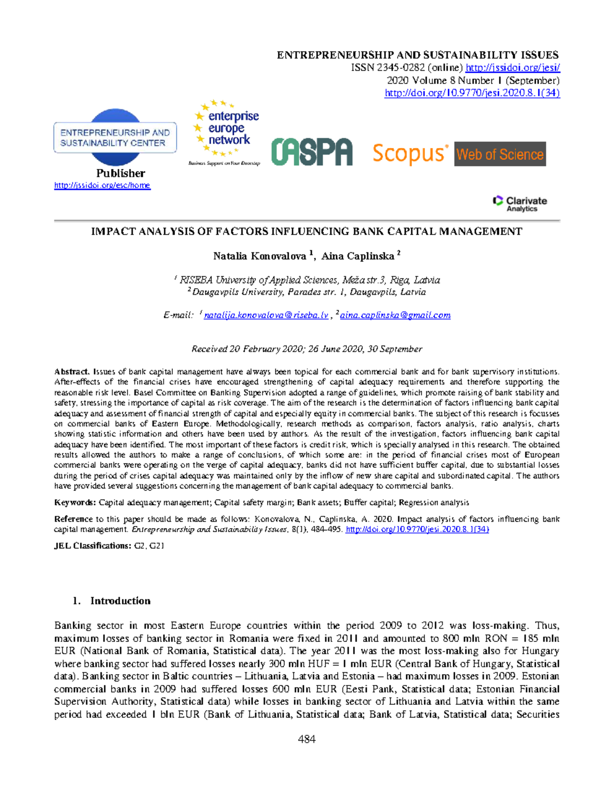 Impact Analysis of Factors Influencing Bank Capital Management (ENT ...