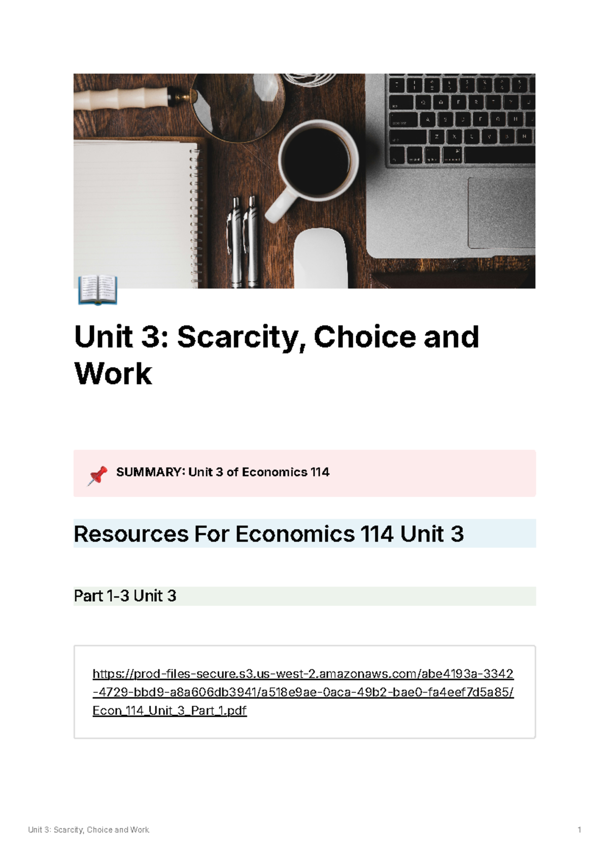 Unit 3 Scarcity Choice and Work - 📖 Unit 3: Scarcity, Choice and Work 📌 ...