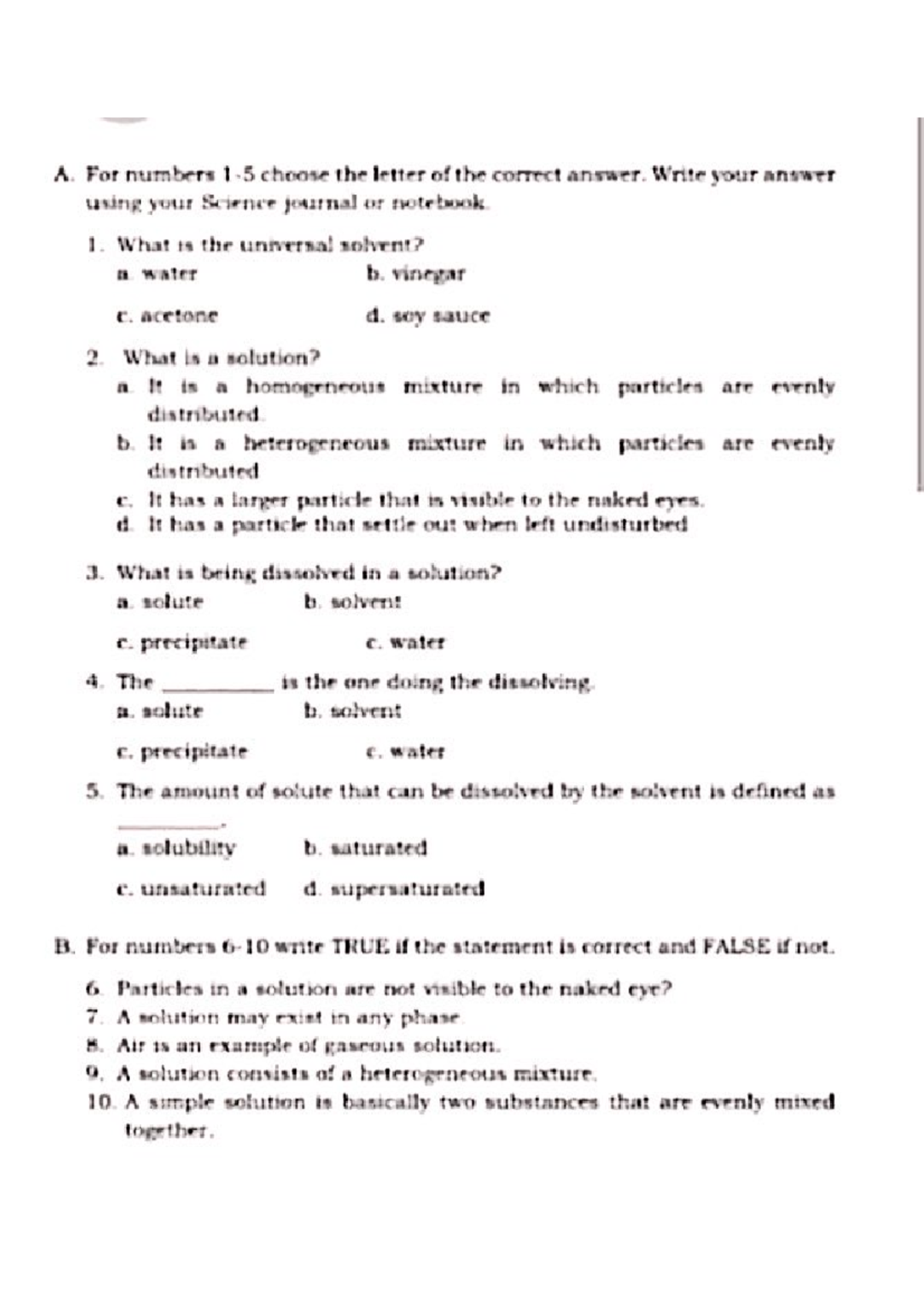Science Quiz and Filipino Situational Analysis (FILIPINO 6) - Studocu