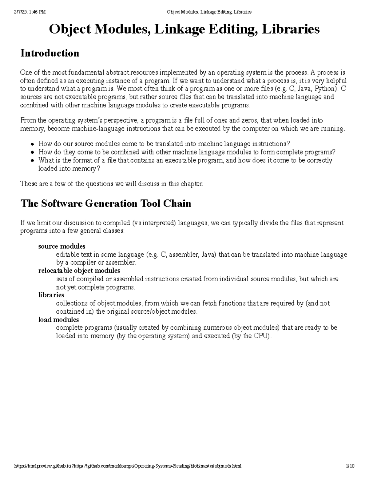 Object Modules and Linkage Editing Concepts in Operating Systems ...