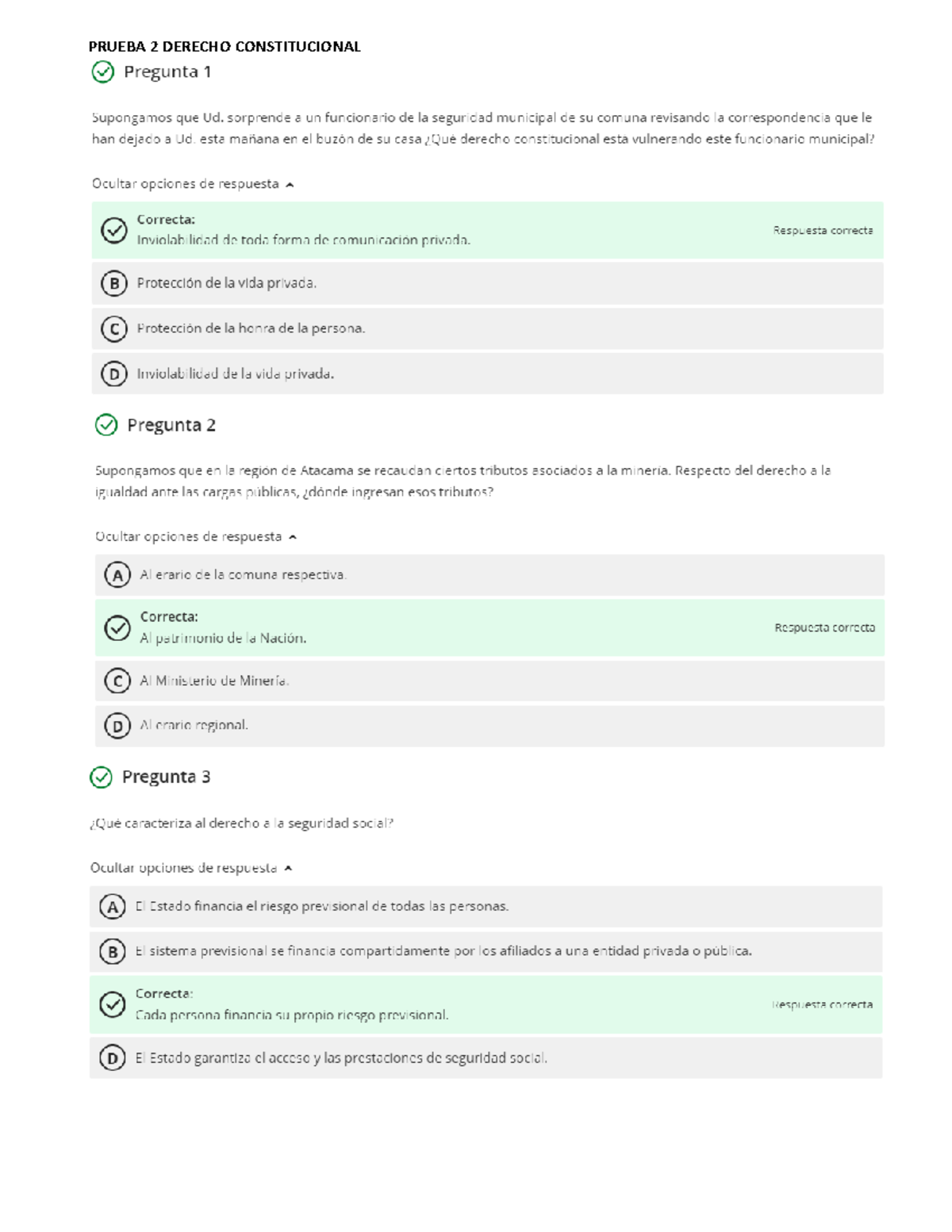 Prueba 2 - Derecho Constitucional: Preguntas y Respuestas Clave - Studocu