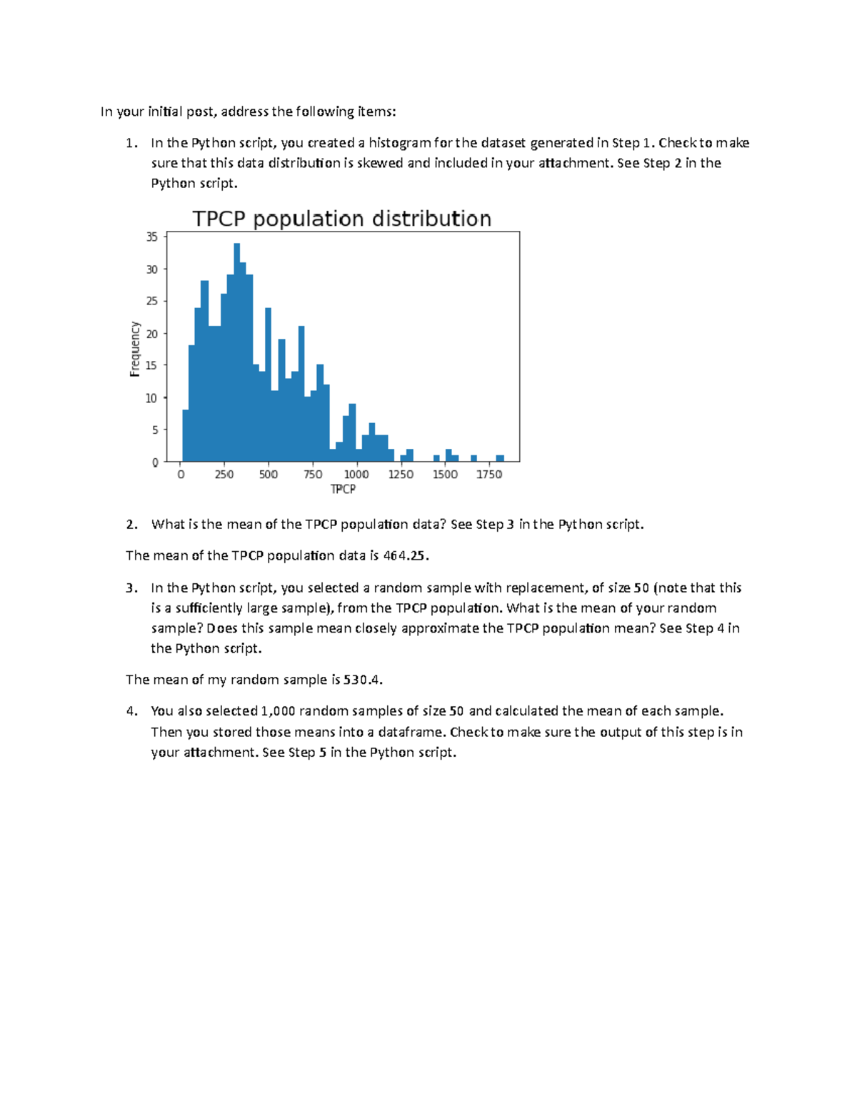 Python Discussion 2: Analyzing TPCP Data Distribution & Sampling - Studocu