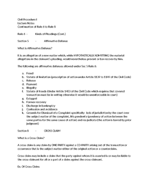 Lecture Notes in Civil Procedure i Rule 9 - Lecture Notes in Civil ...