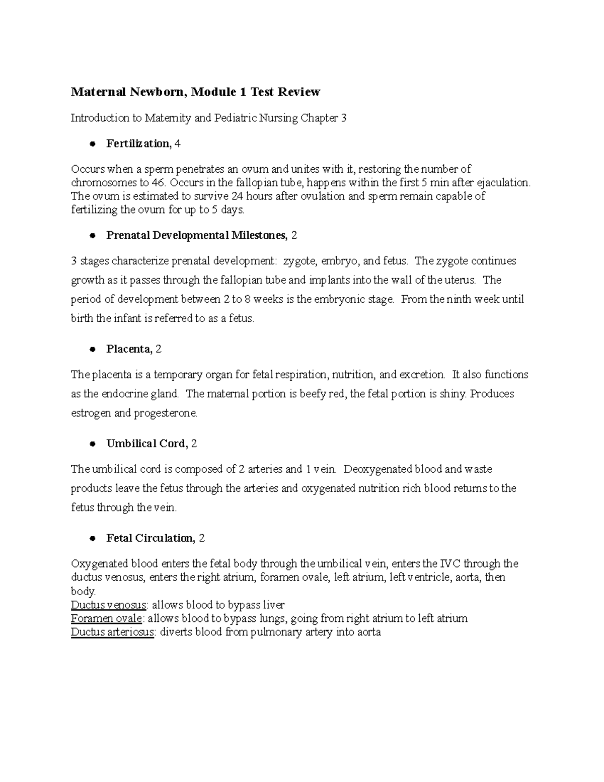 Maternal Newborn, Module 1 Test Review - Maternal Newborn, Module 1 ...