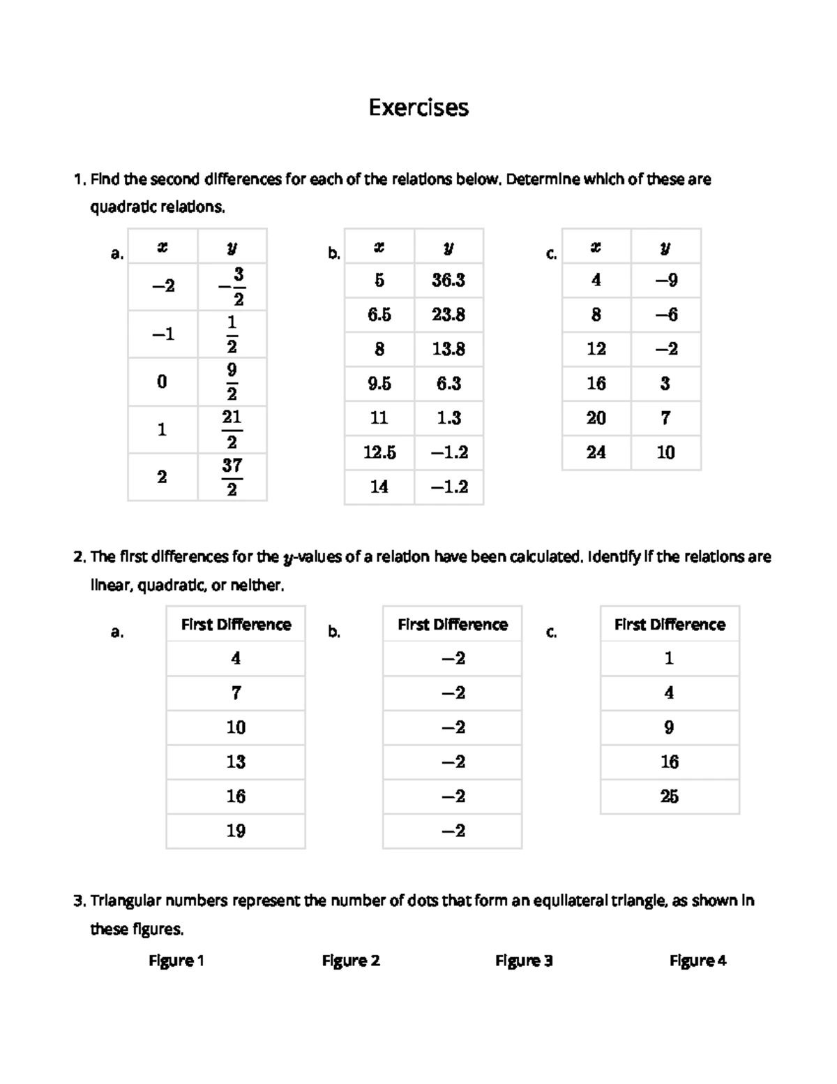 CEMC MATH 101: Lesson 1 - Recognizing Quadratic Relations from Tables ...