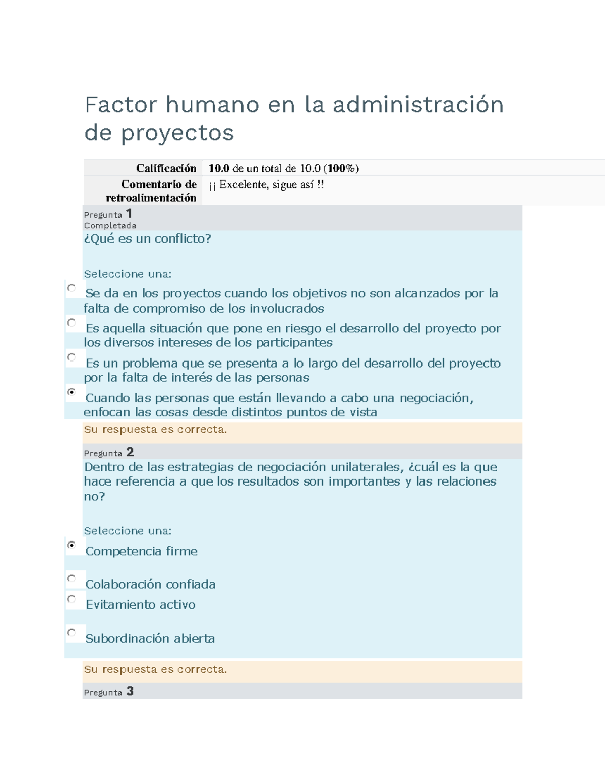 Examen Semana 4: Factor Humano en la Administración de Proyectos - Studocu
