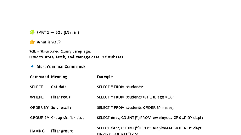 SQL & Software Testing Basics: Quick Guide for UniCourt QA - Studocu