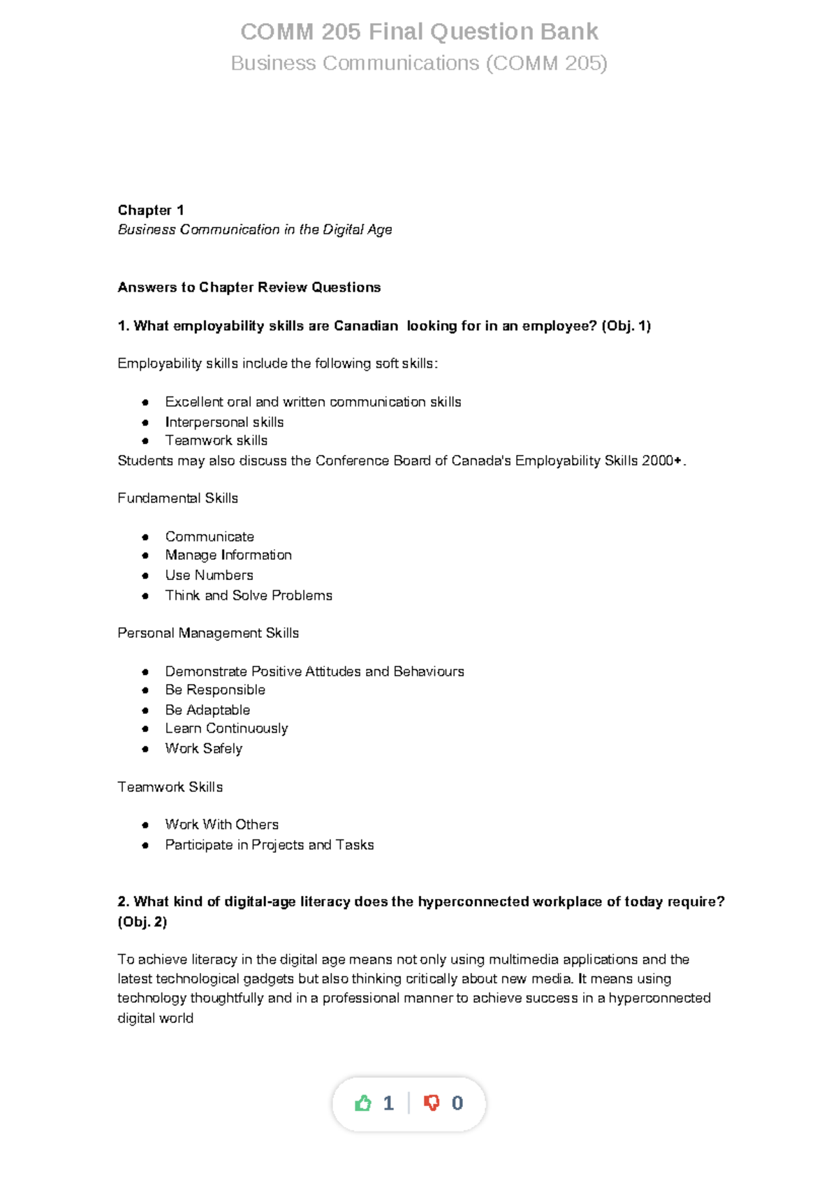 COMM 205 Final Exam Question Bank: Business Communication Insights ...