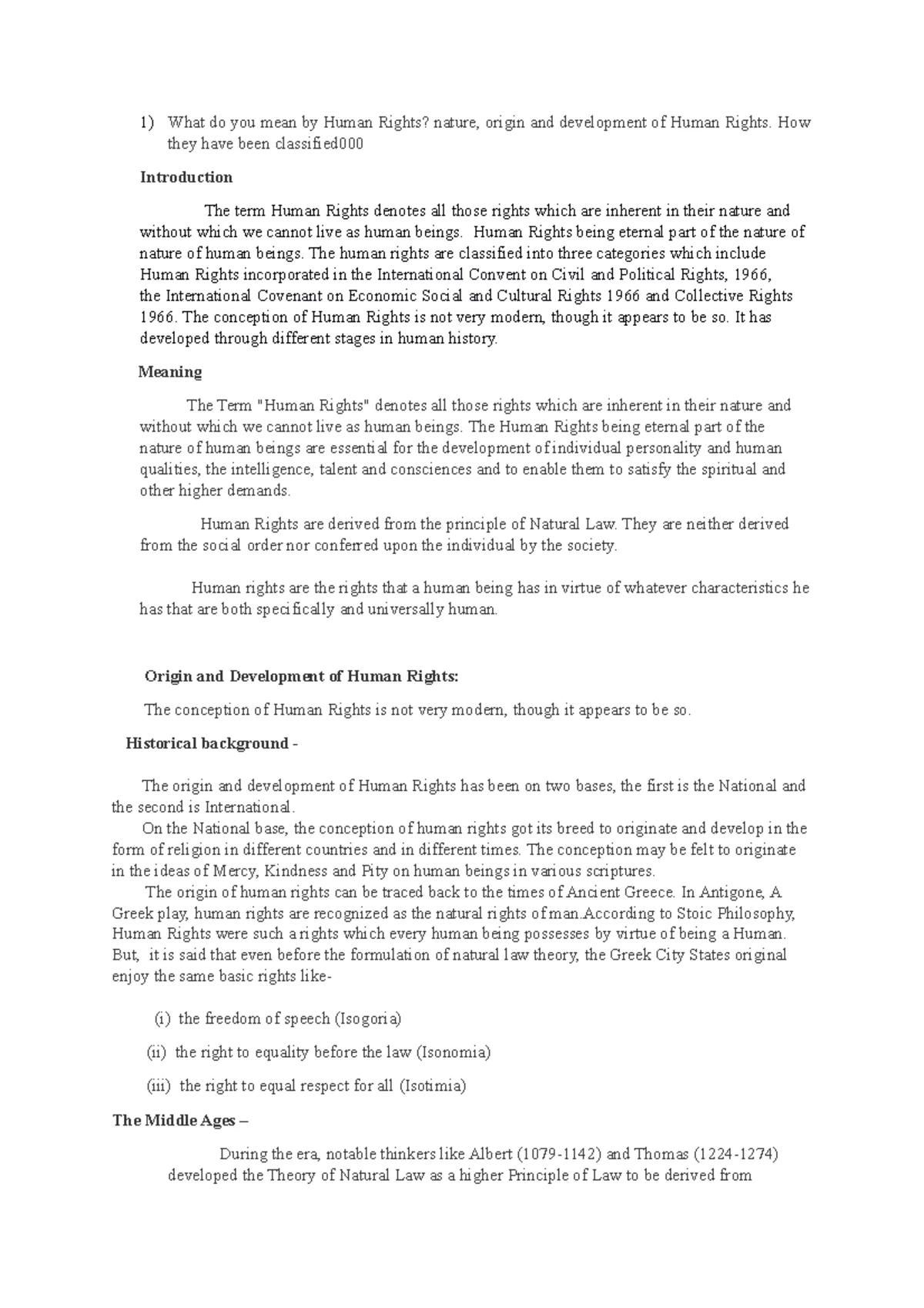 Human right - Lecture notes 1-5 - HUMAN RIGHTS: NATURE AND CONSTITUENTS ...