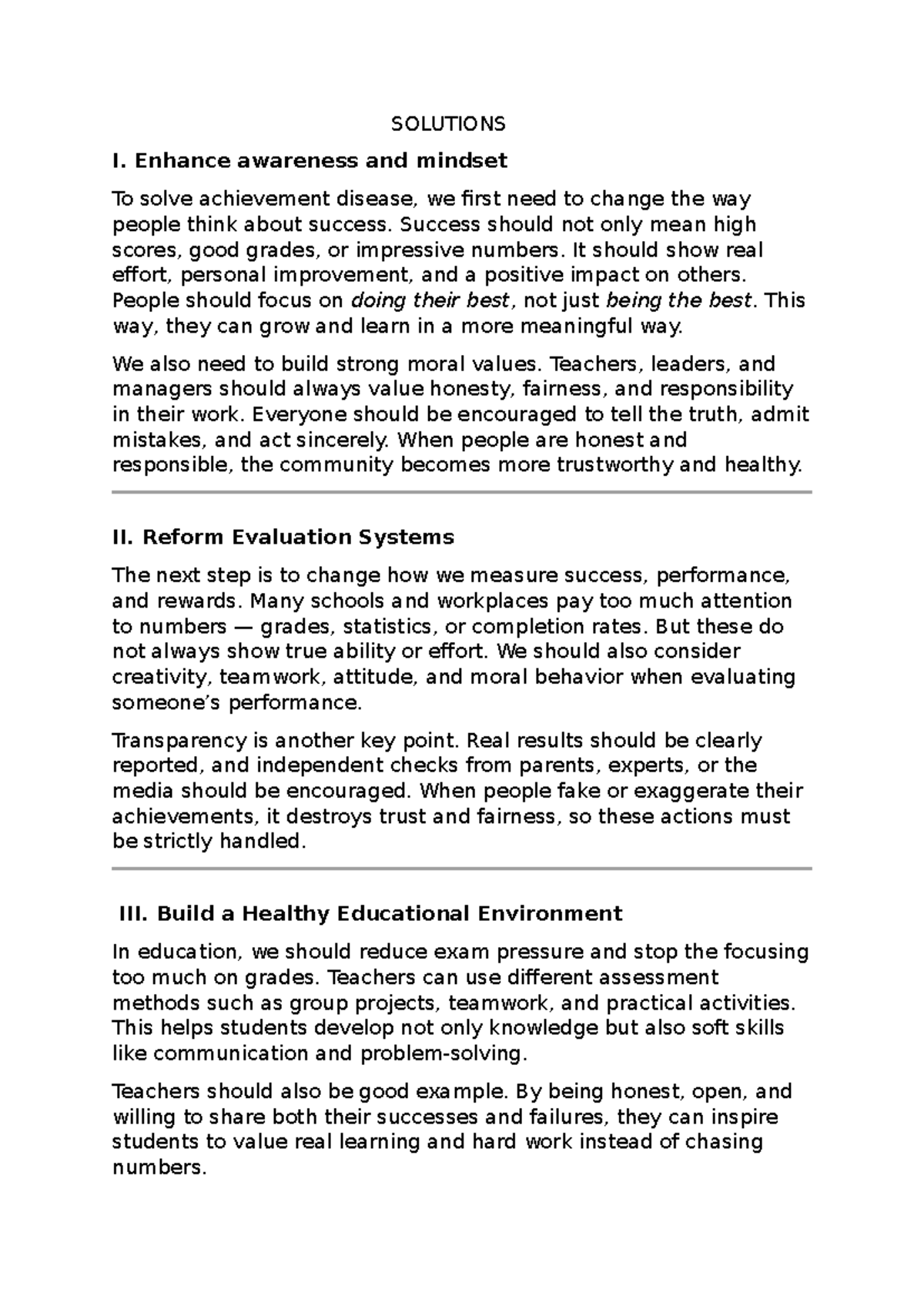 BUSINESS 3: Solutions to Overcome Achievement Disease in Education ...