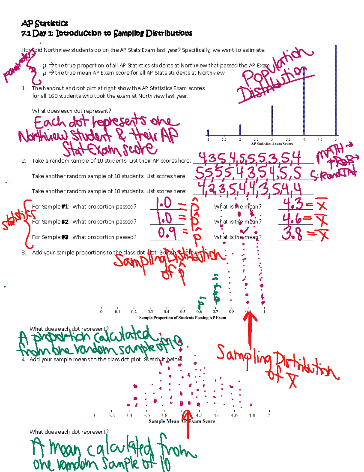 AP Stats 7.1: Intro to Sampling Distributions & Key Concepts - Studocu