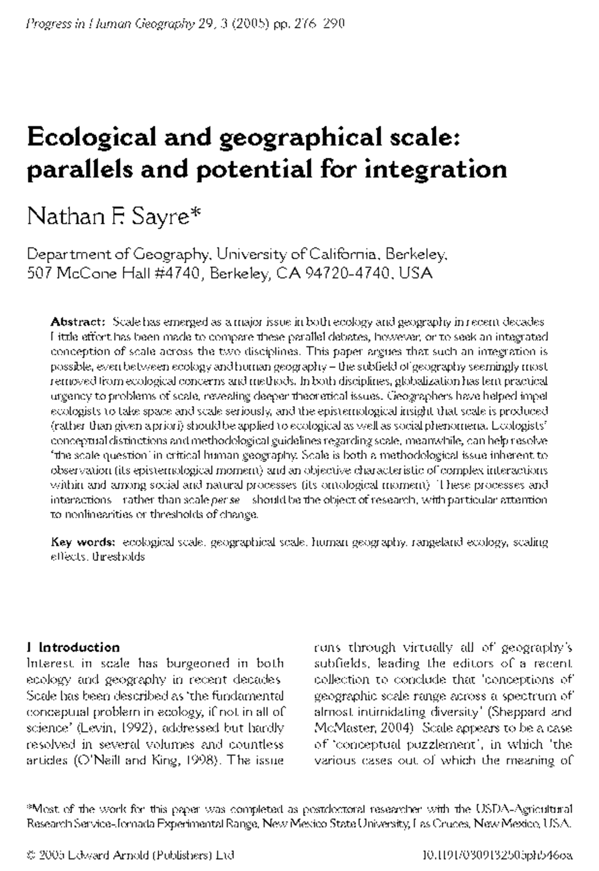 Ecological and Geographical Scale: Integrating Insights Across ...