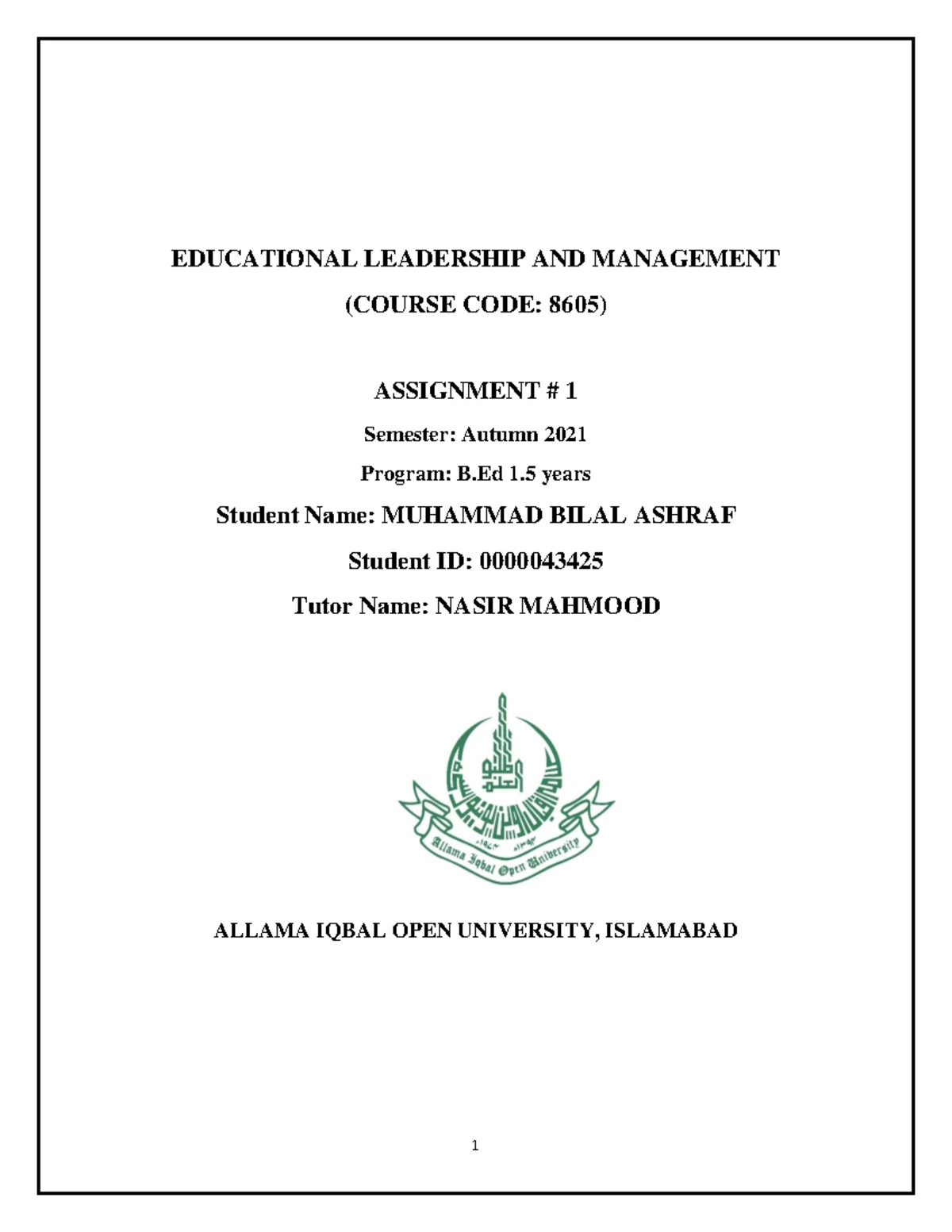 Assignment No 2 (8604) - solved - RESEARCH METHOD IN EDUCATION (COURSE ...