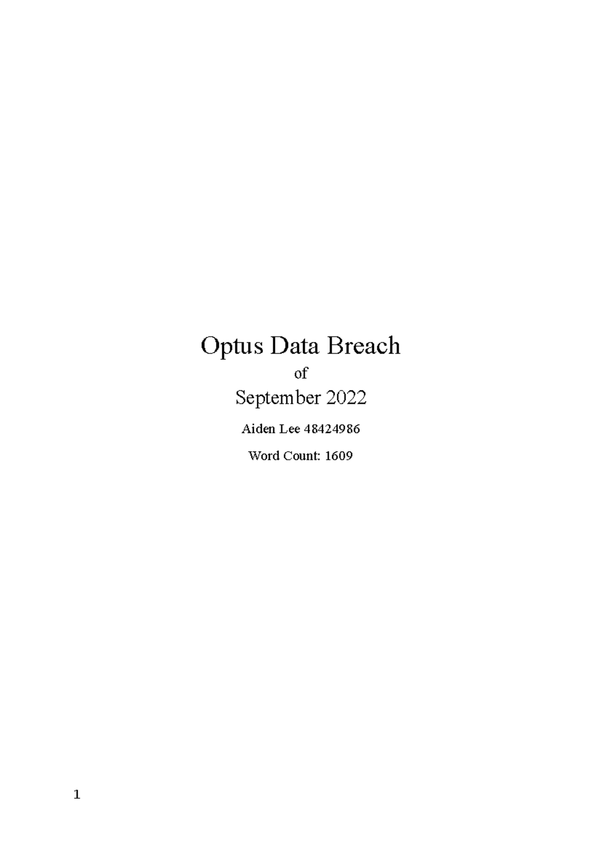 Optus Data Breach Analysis: Cybersecurity Report (2022) - AID 48424986 ...
